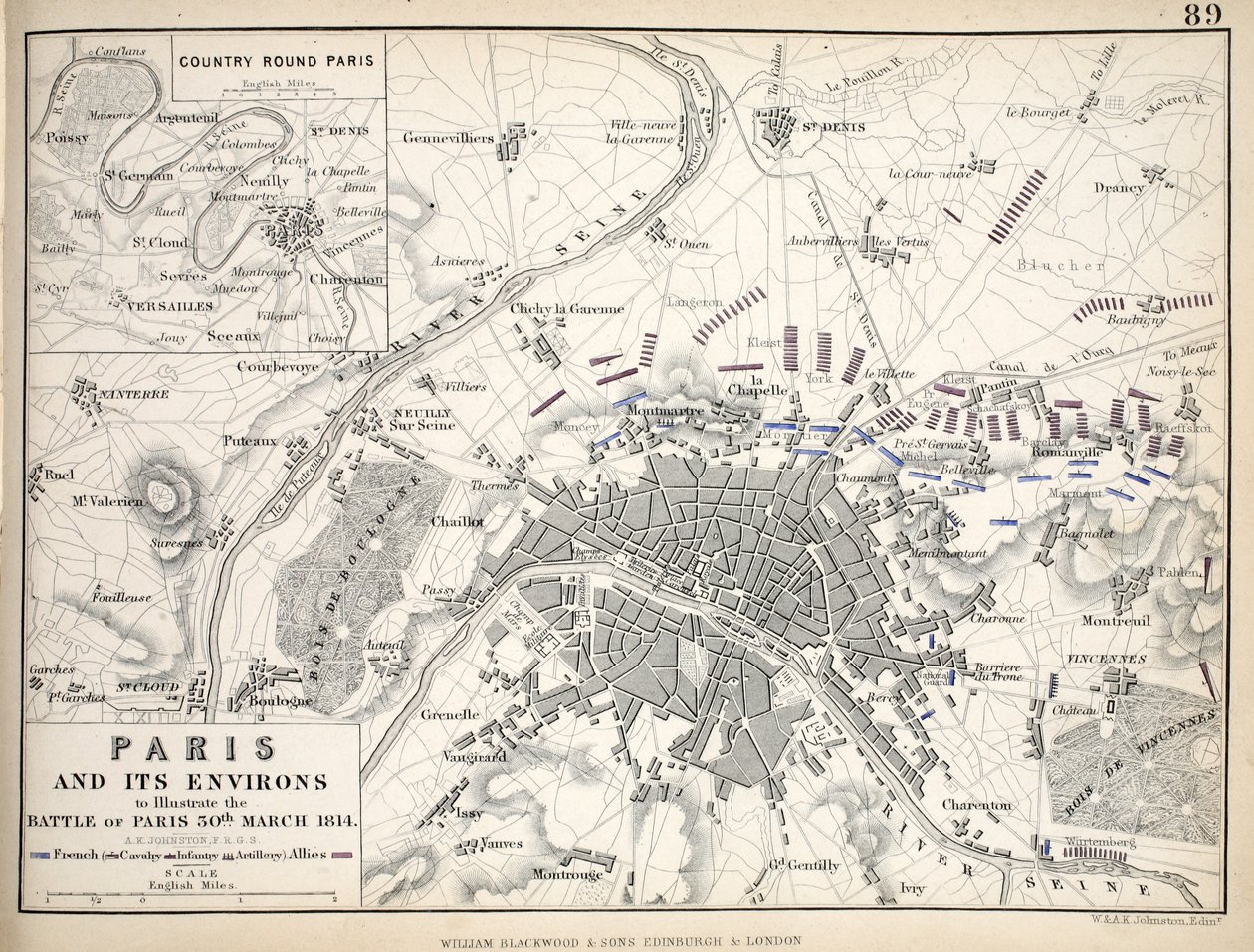 Map of Paris and Its Environs, Published by William Blackwood and Sons ...