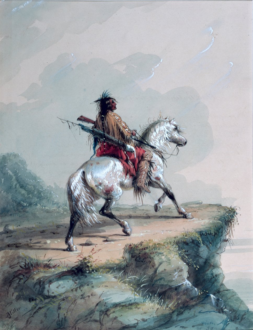 Crow Indian on the Lookout by Alfred Jacob Miller