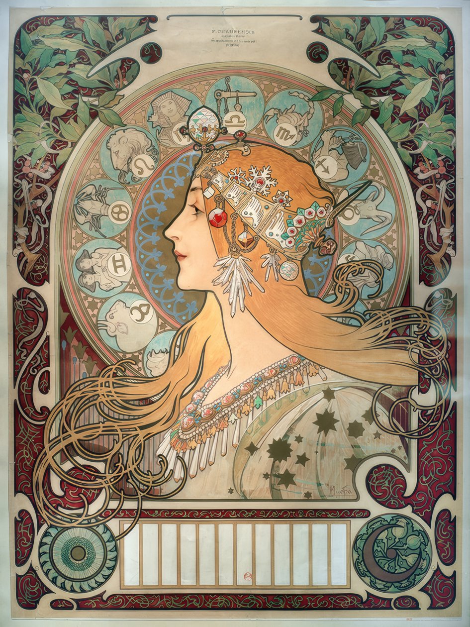 Zodiac Calendar by Alphonse Mucha: Buy fine art print