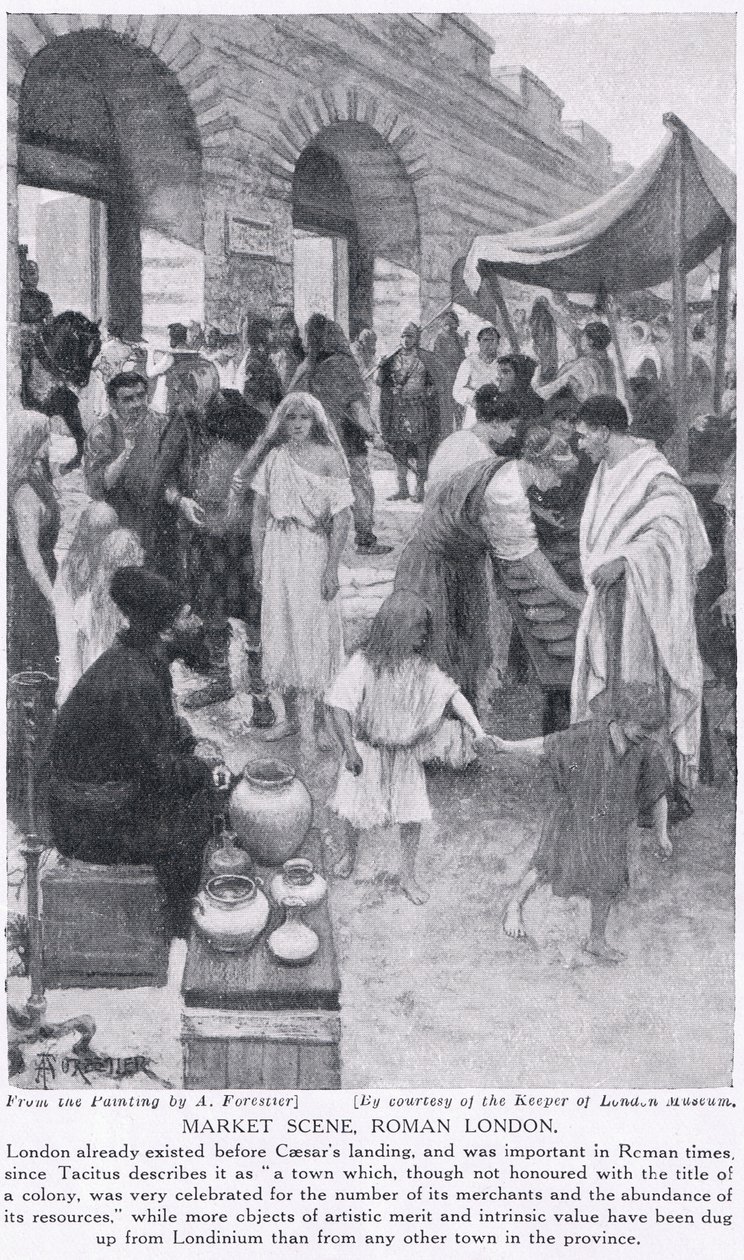 Roman market scene, London, illustration from 'Hutchinson's History of ...