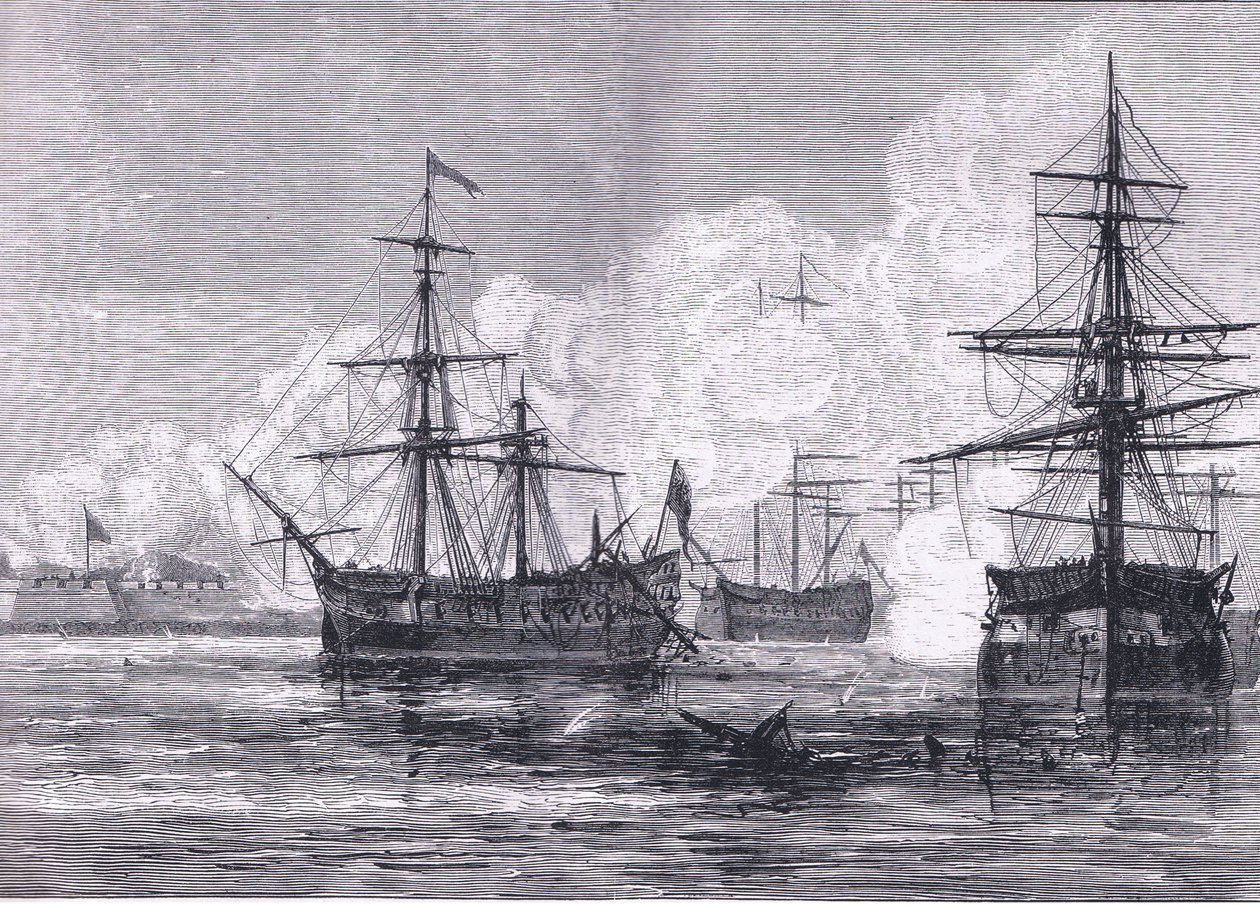The attack on Sullivan's Island (illustration from 'Cassells History of ...