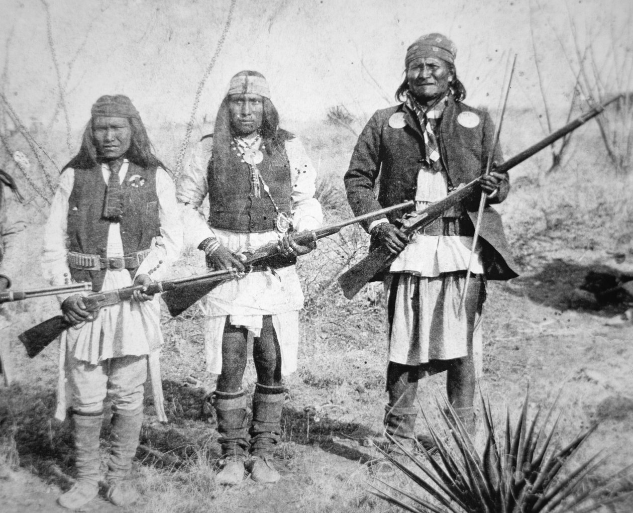 Geronimo and three of his Apache warriors