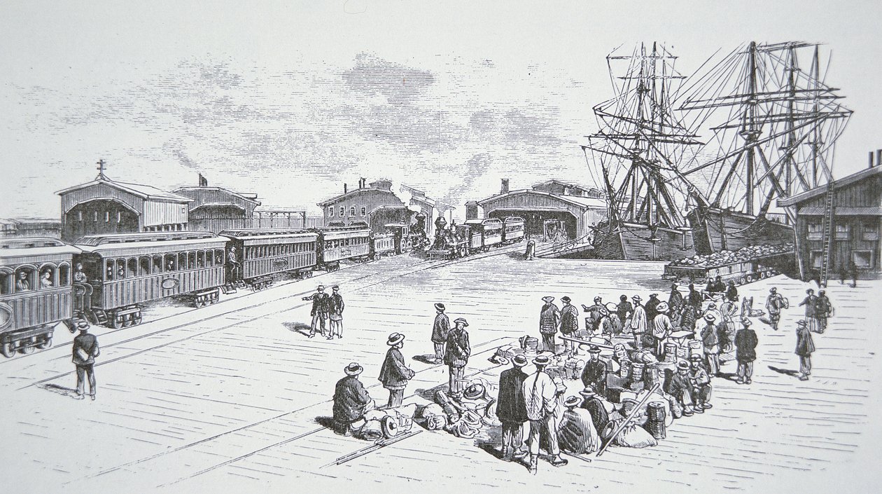 Chinese immigrants arriving in San Francisco to work on the ...