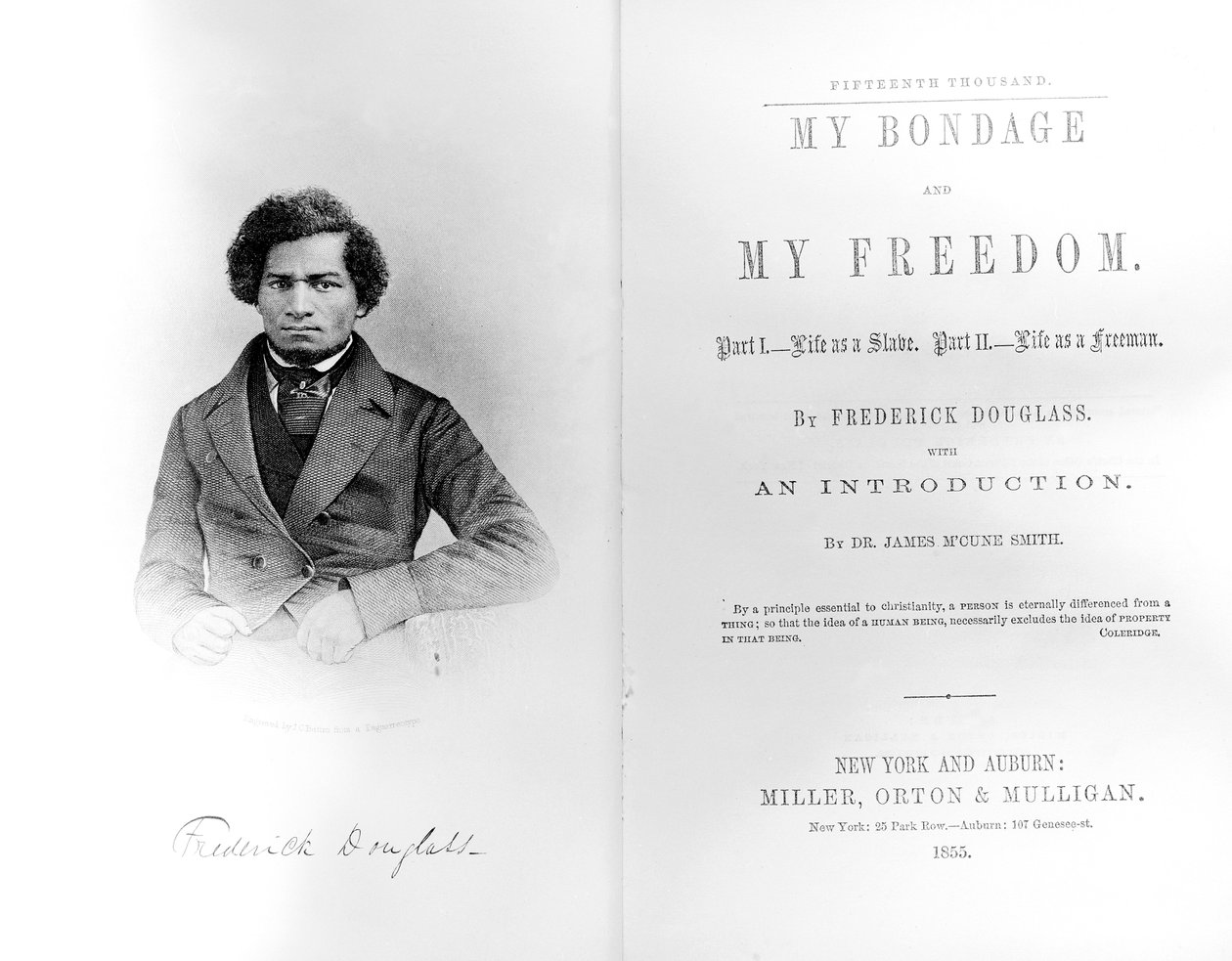Frontispiece and Title Page to My Bondage and My Freedom by Frederick ...