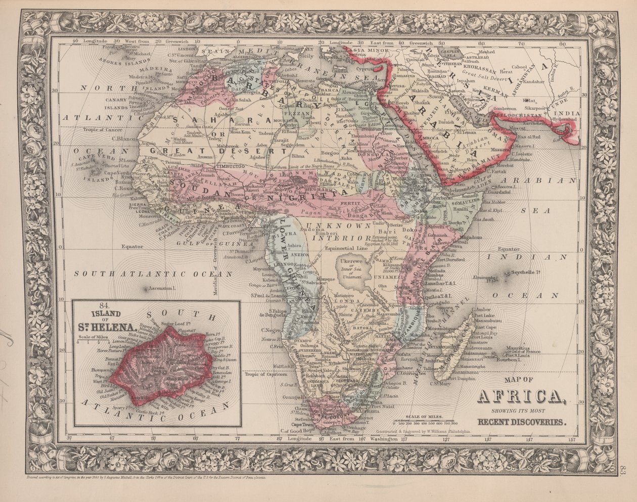 Map of Africa Showing Its Most Recent Discoveries with the Island of St ...