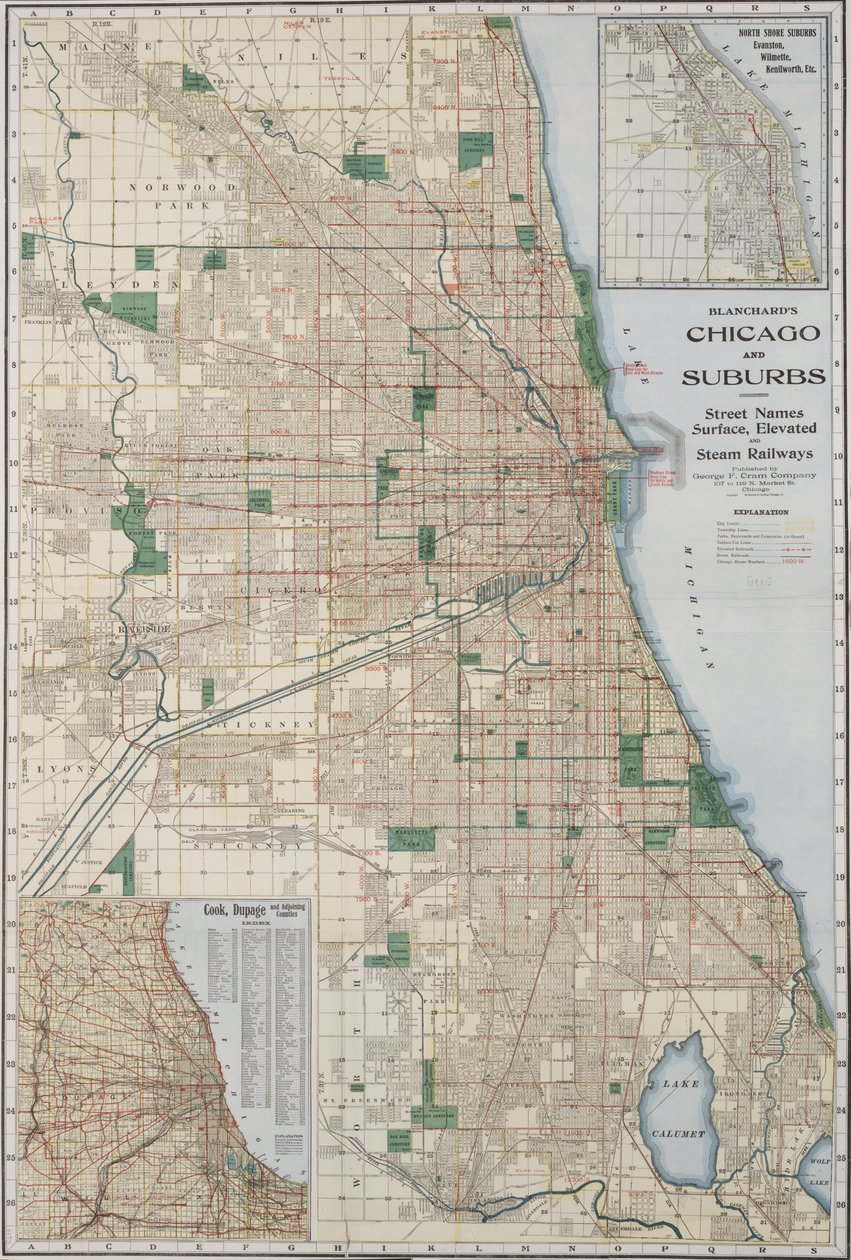 Map of Chicago and Suburbs by American School