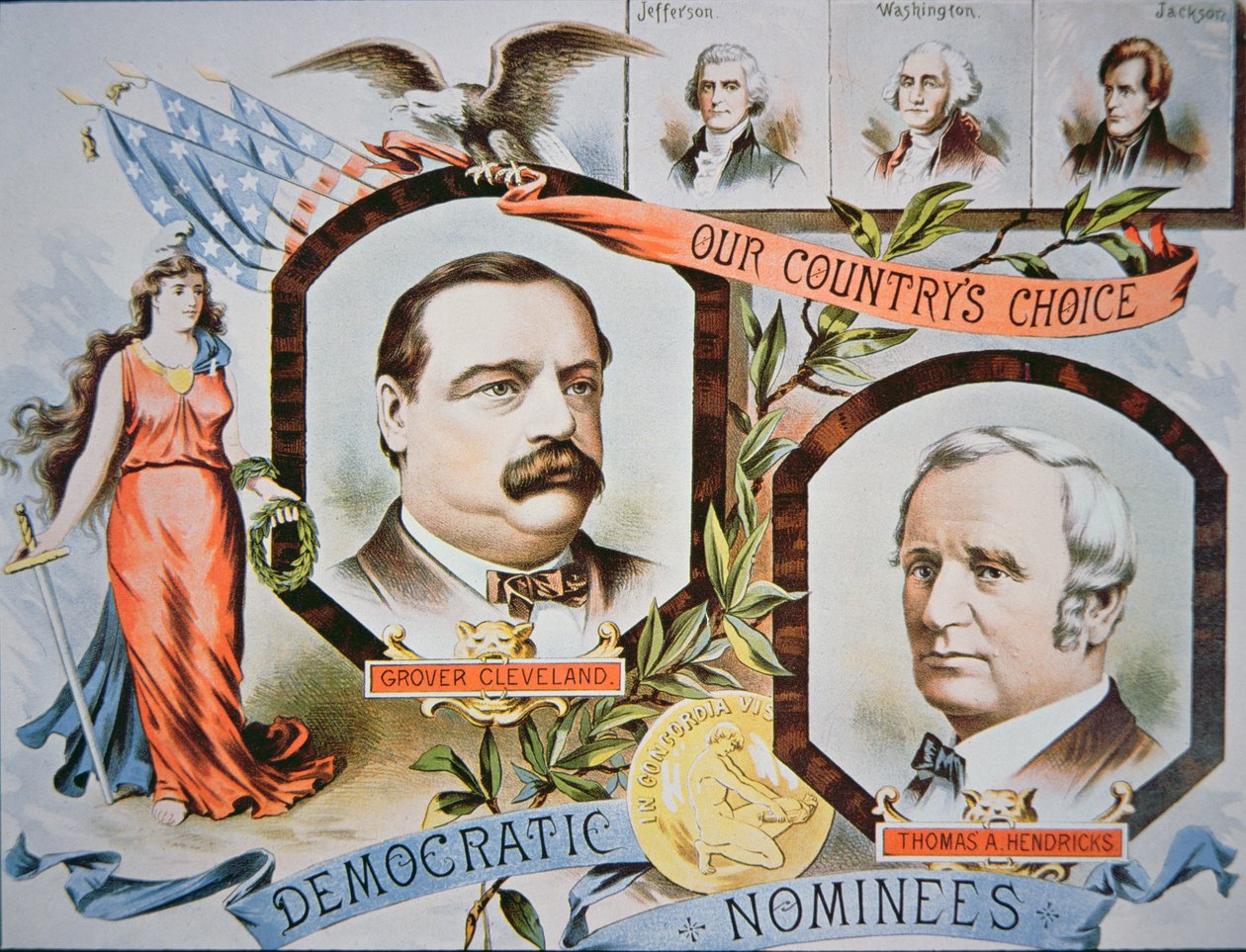 President Grover Cleveland depicted in 'Puck' magazine cartoon after ...