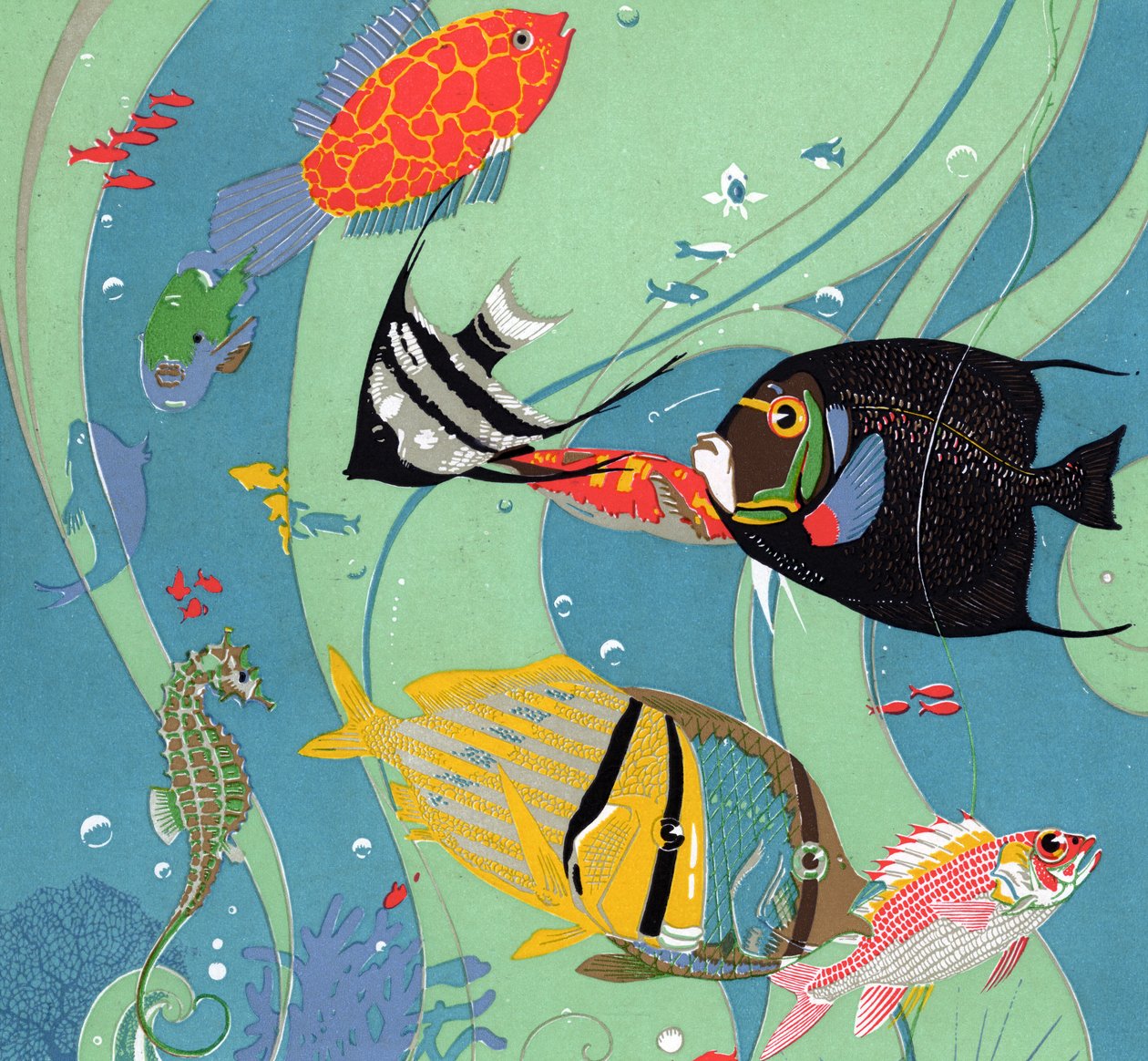 Tropical Saltwater Fish by American School: Fine art print