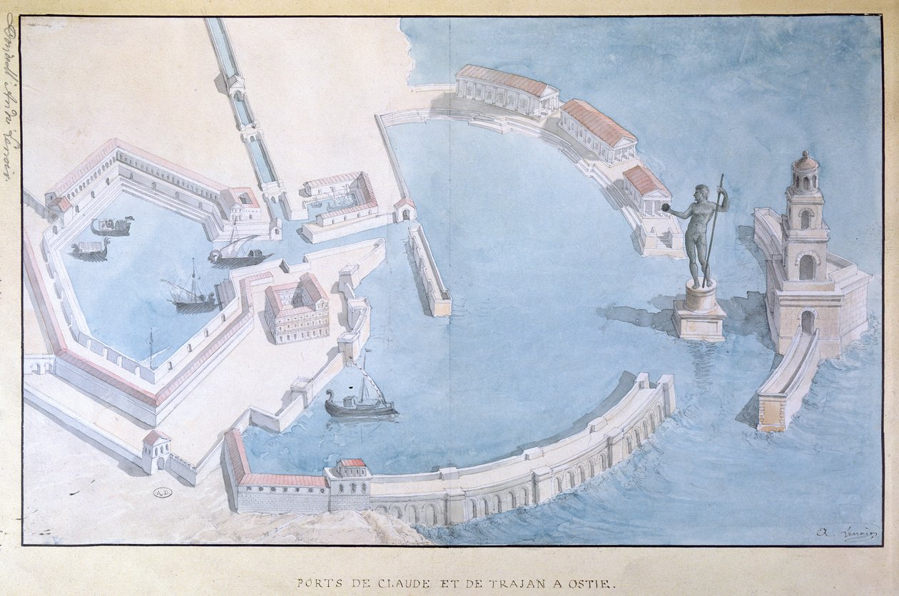 Reconstruction of the Roman port of Ostia, c.1850