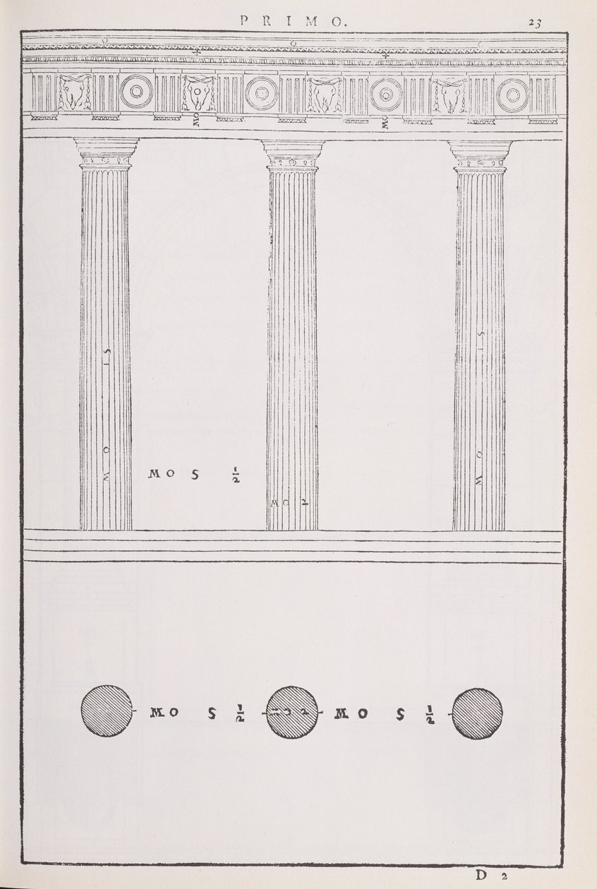 The Doric Order, Illustration from a Facsimile Copy of 'I Quattro Libri ...