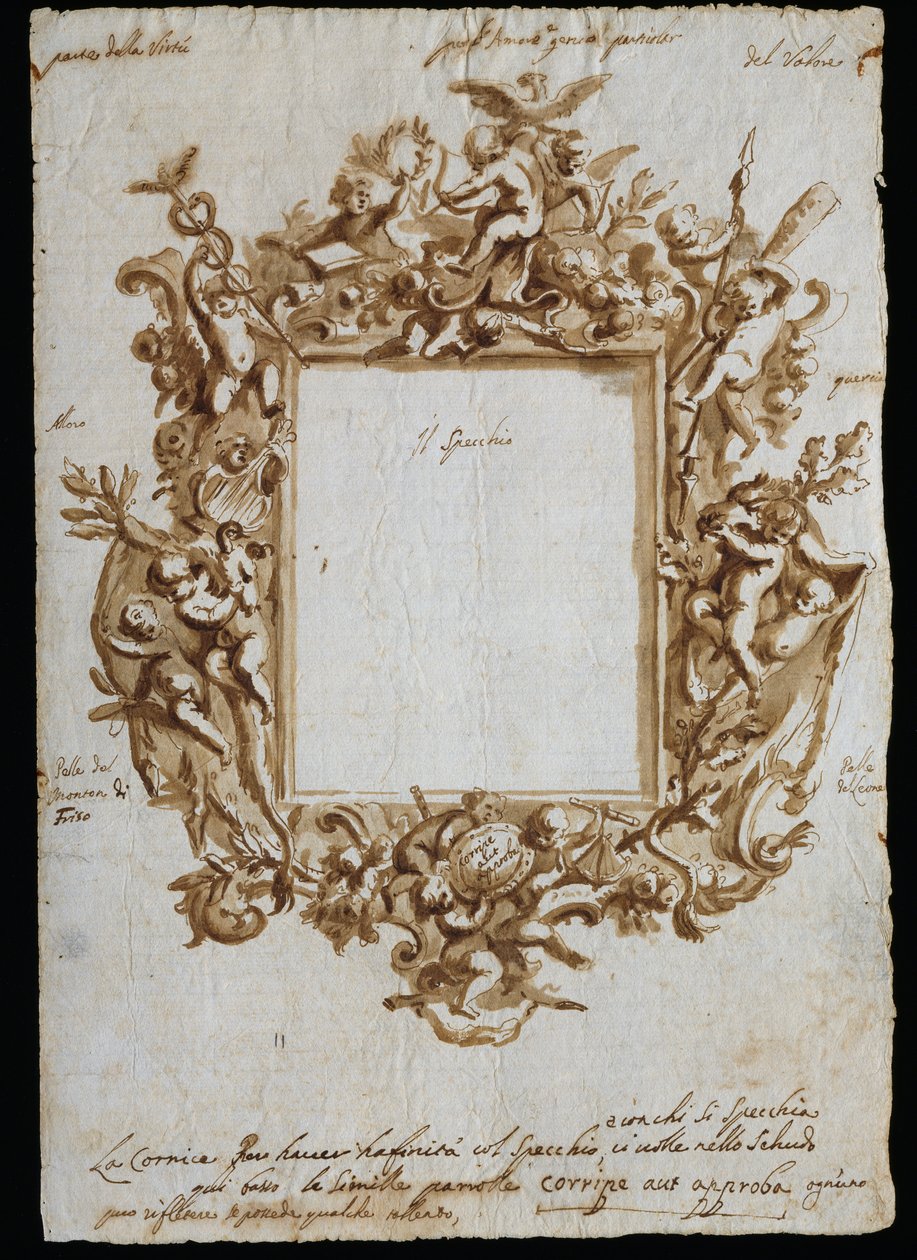 Orthogonal drawing for allegorical frame by Andrea Brustolon