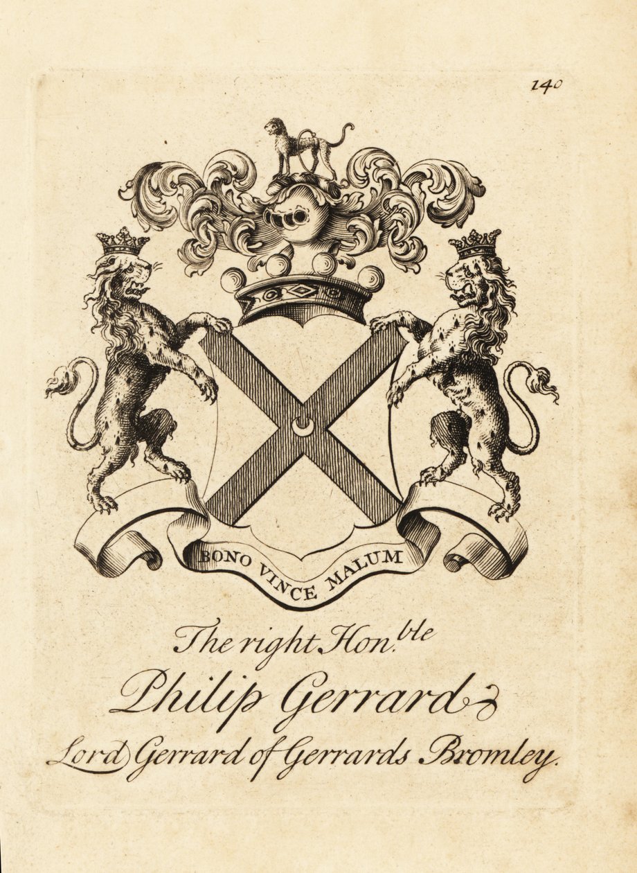 Coat of Arms of Philip Gerrard, Lord Gerrard of Gerrards Bromley, 7th ...