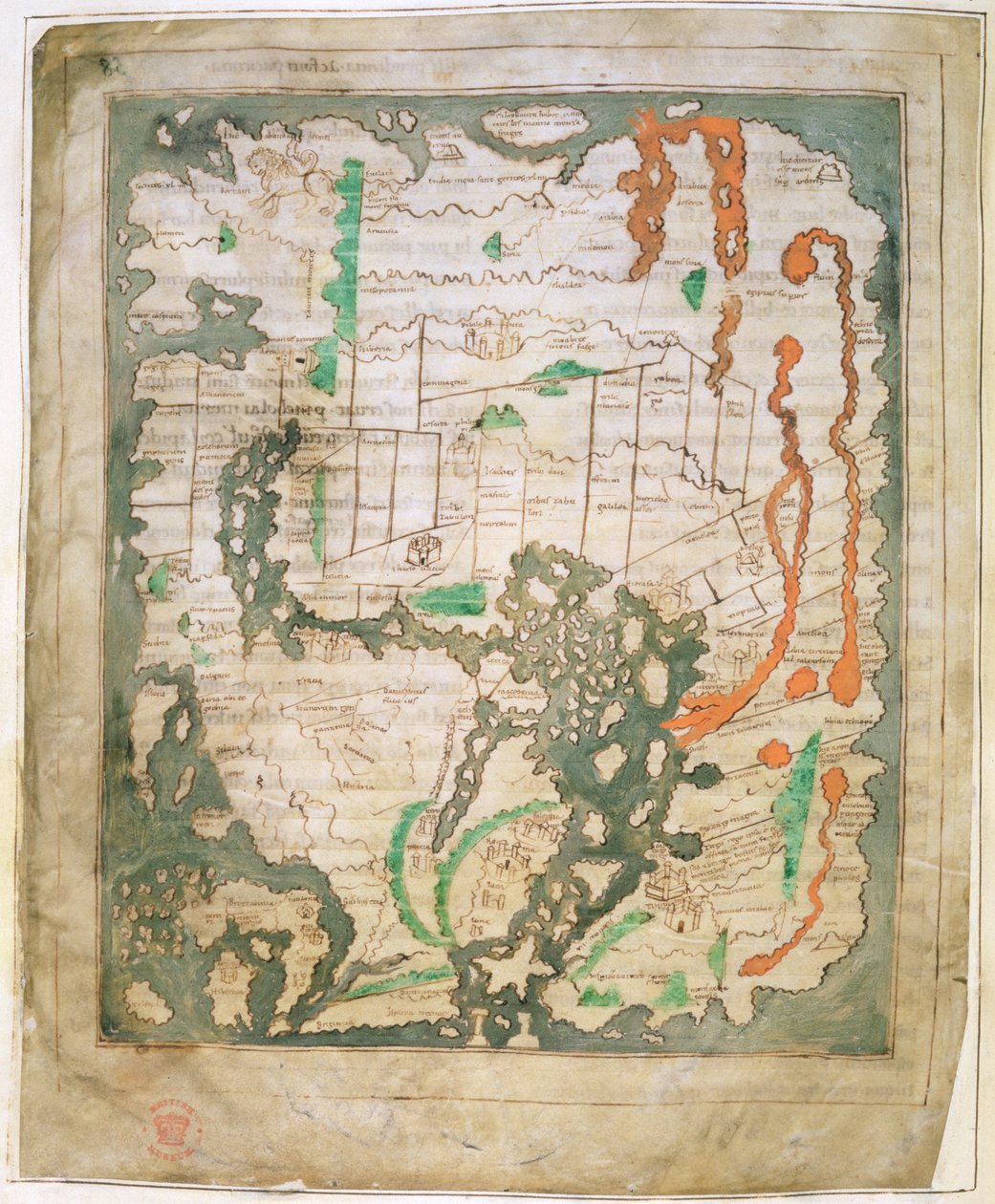Rectangular map of the World, c.1030 by Anglo-Saxon