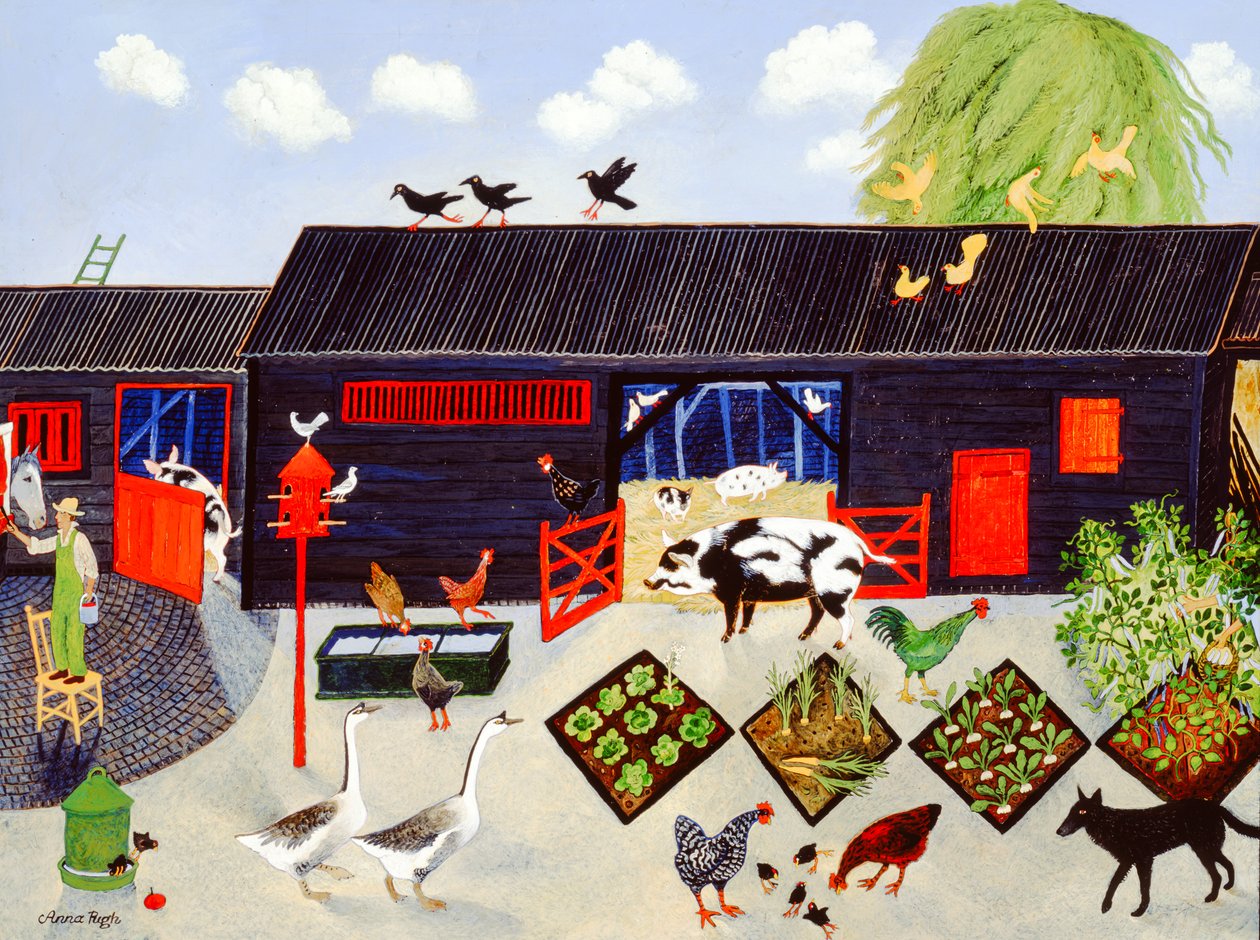 Bean Picking by Anna Pugh: Highest-quality art reproduction