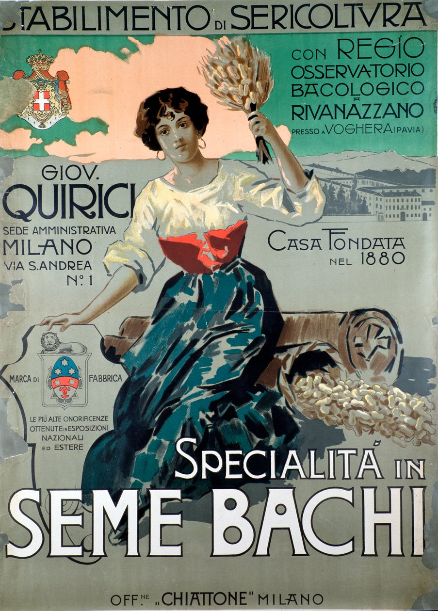 Advertising poster for the sericulture industry and silk production