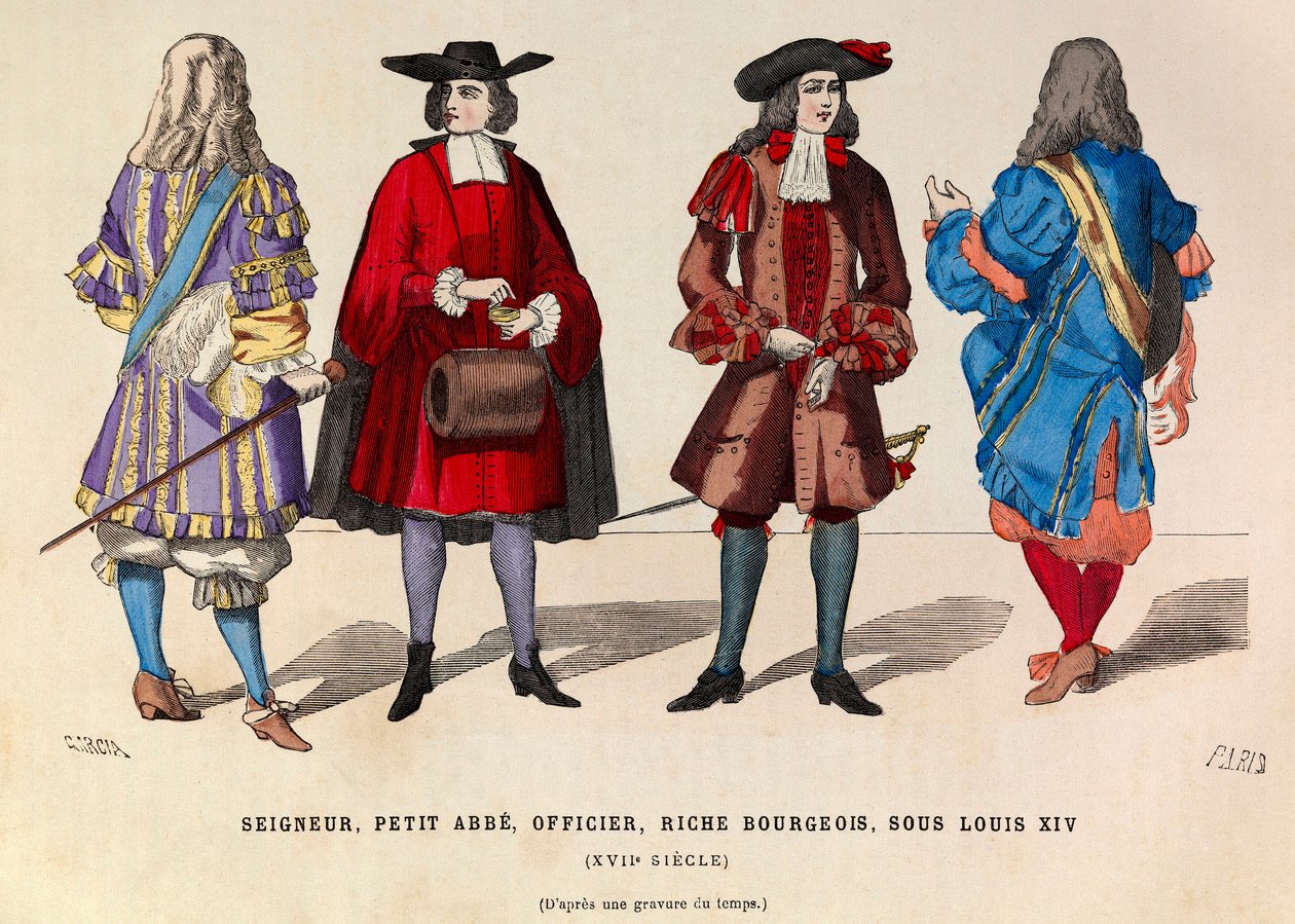 Costumes of Lord, little abbe, officer and rich bourgeois in Paris ...