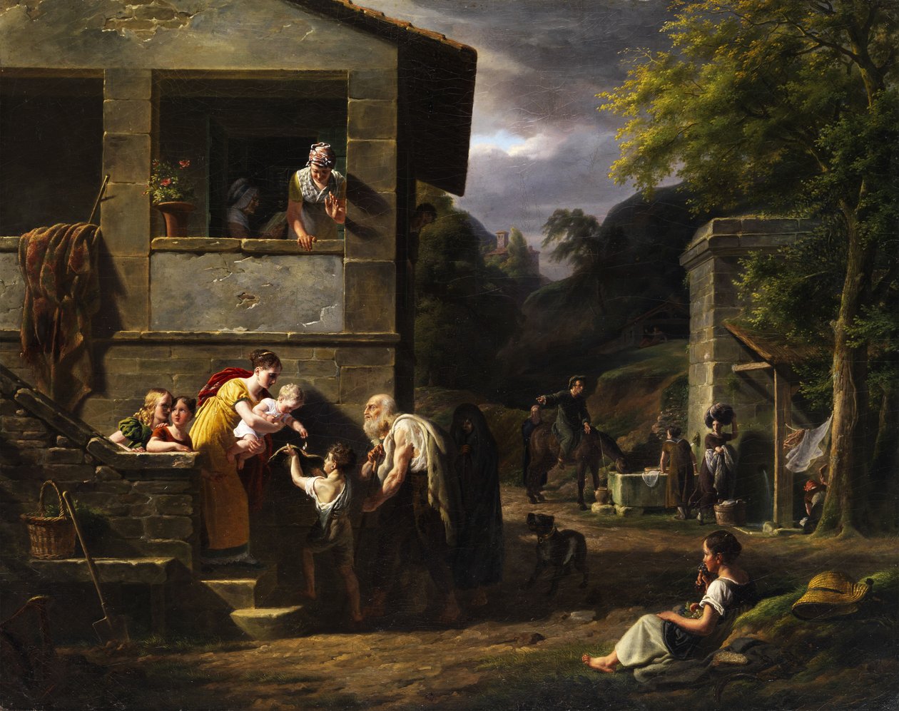 Blind Beggar and Little Boy at the House of a Noble Lady