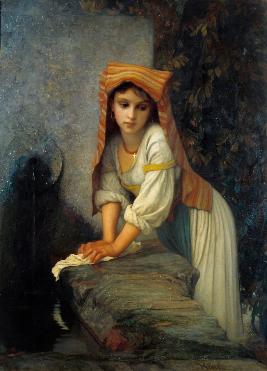 Young lavandiere by Antoine Auguste Ernest Herbert or Hebert