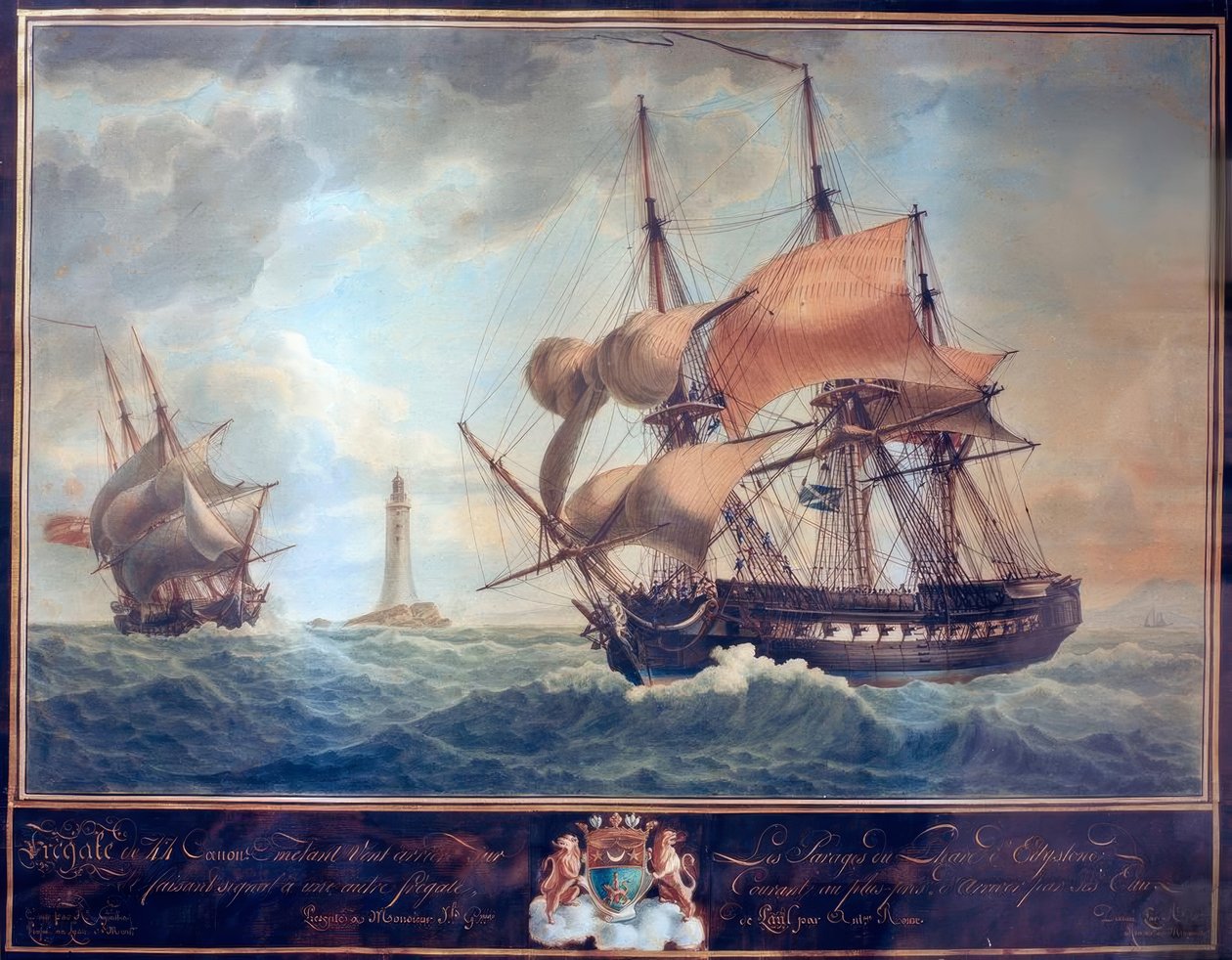 Encounter of English Warships / A. Roux by Antoine Roux