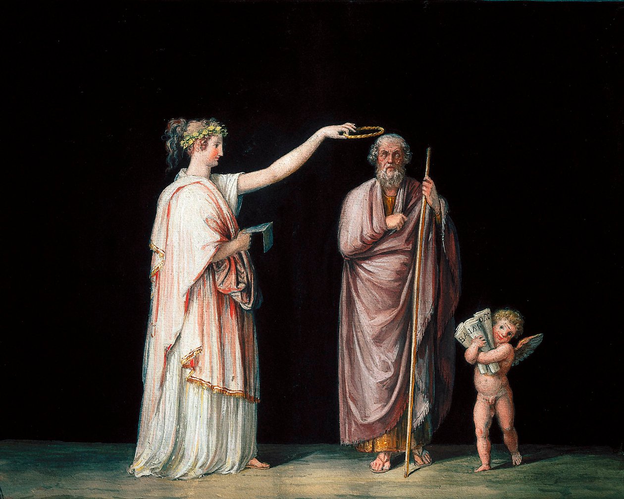 The Muse Calliope and Homer. Tempera by Antonio Canova