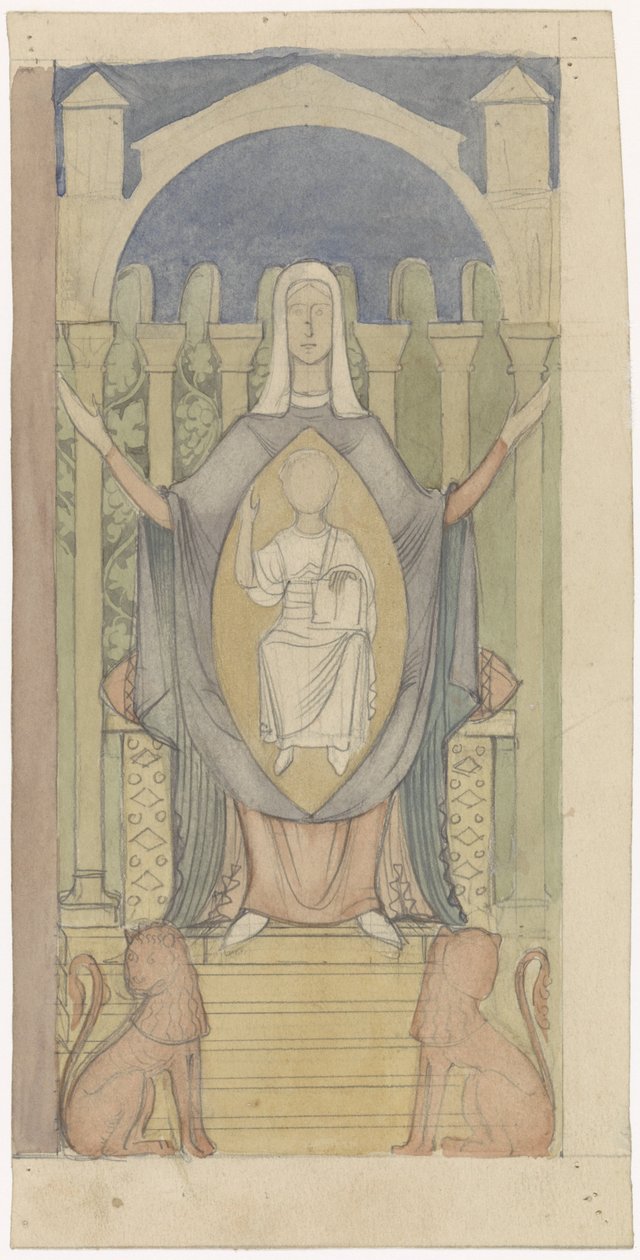 Mary with Christ Child, Seated on the Throne of Solomon