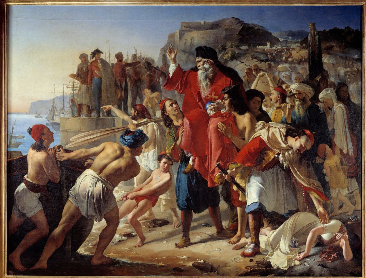 The boarding of the Parganiotes. History scene during the Greek War of ...