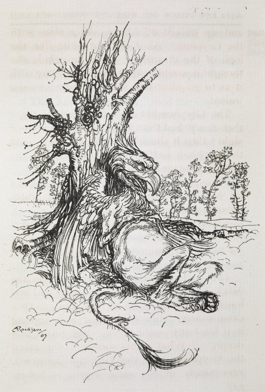 The Gryphon Sitting Against a Tree by Arthur Rackham
