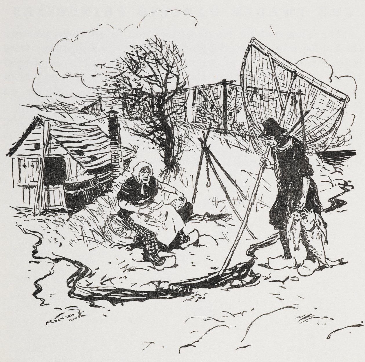 The fisherman and his wife by Arthur Rackham: Fine art print