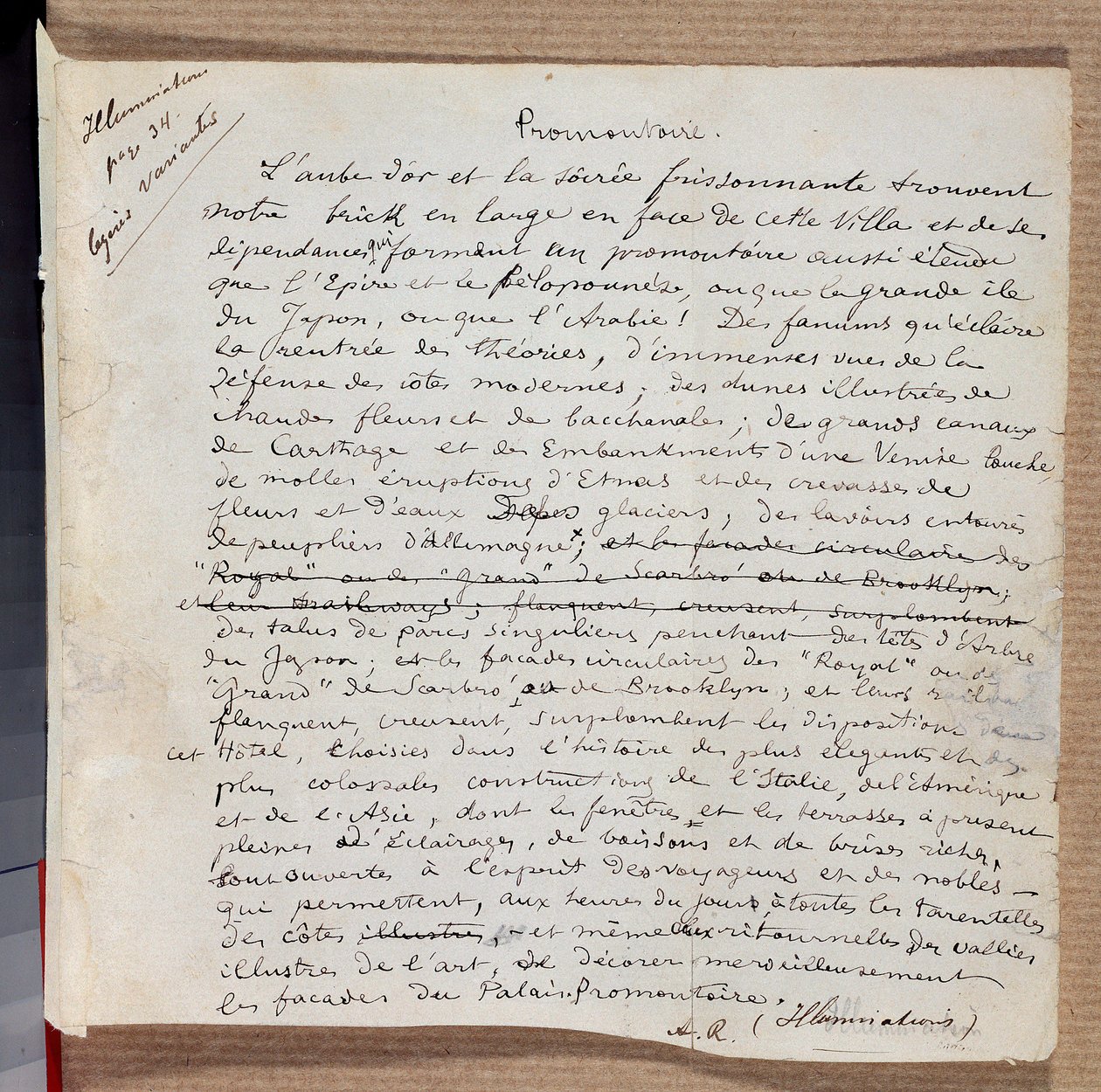 Manuscript of the poem Promontory by Arthur Rimbaud
