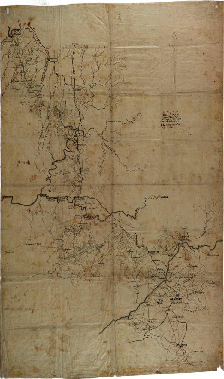 Civil War Map of General Sherman's Atlanta Campaign, 1864