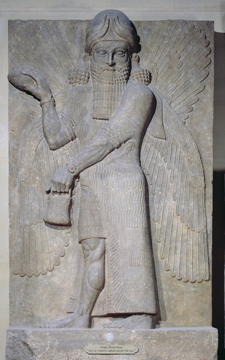 Relief depicting a Winged Genie, from the Palace of Sargon II at ...