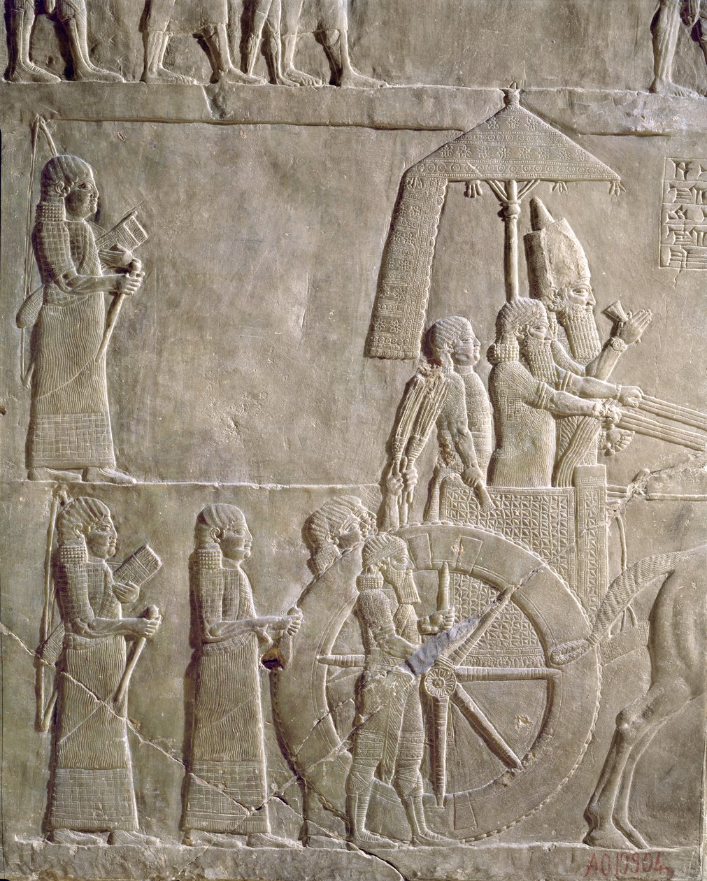 Relief depicting the chariot of King Assurbanipal and Elamite prisoners ...