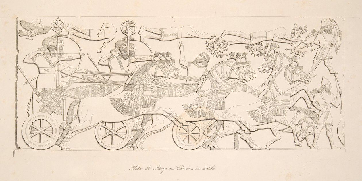 Assyrian Warriors in battle, from Monuments of Nineveh