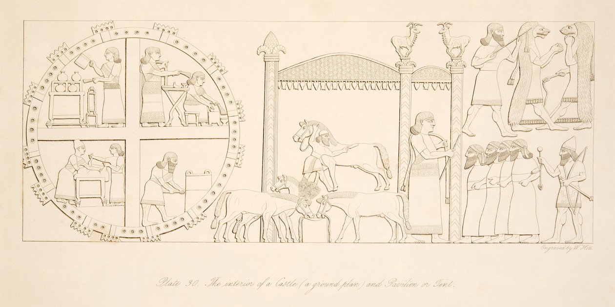 The interior of a Castle and Pavilion or Tent, from Monuments of Nineveh