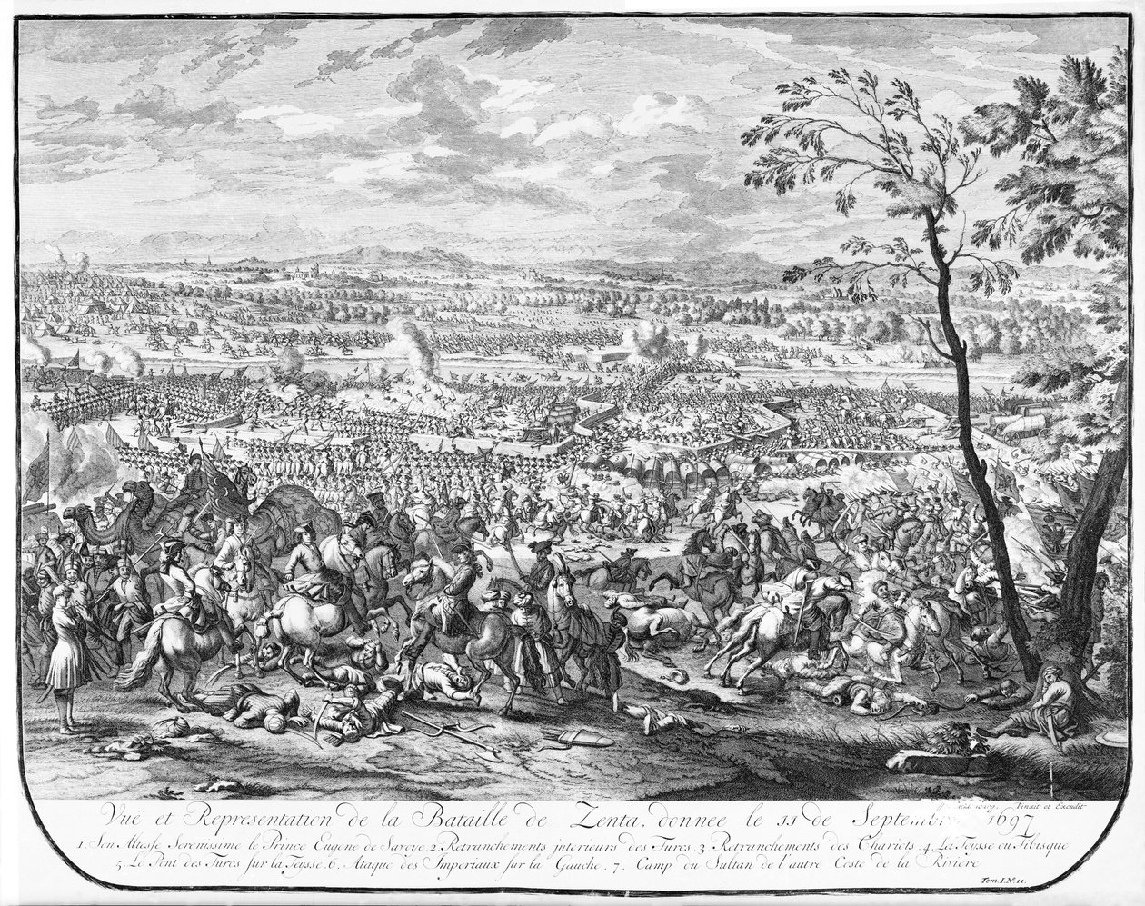 The Battle of Zenta, 1697 by Austrian School: Fine art print