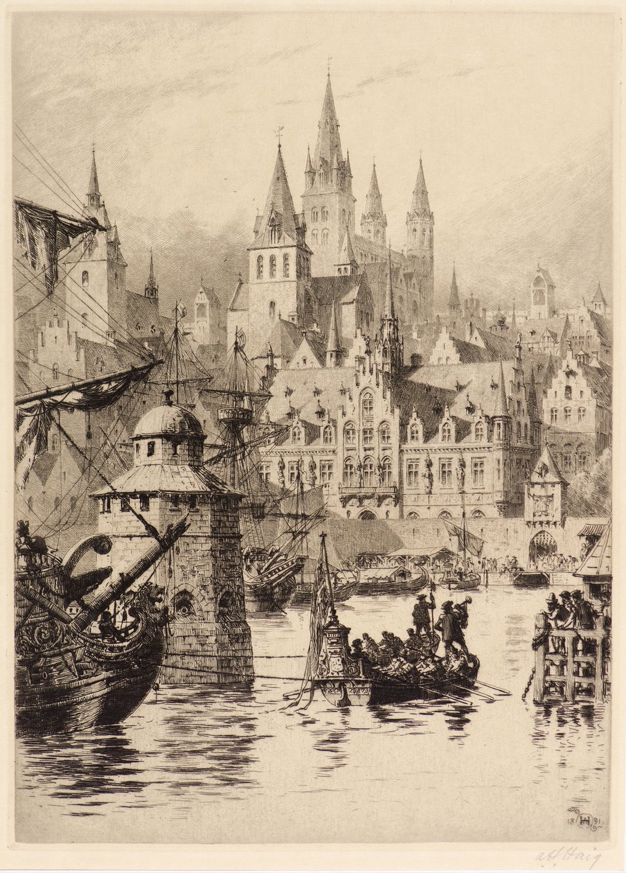 Gothic Towers and River, Cologne by Axel Haig