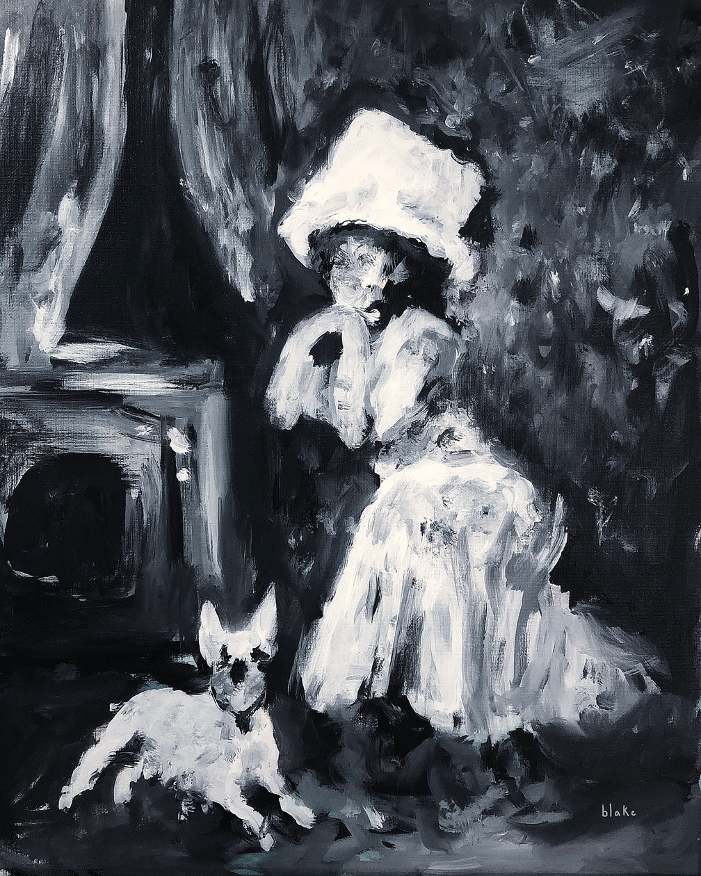 Lady And Dog Posing by Blake Munch: Buy fine art print