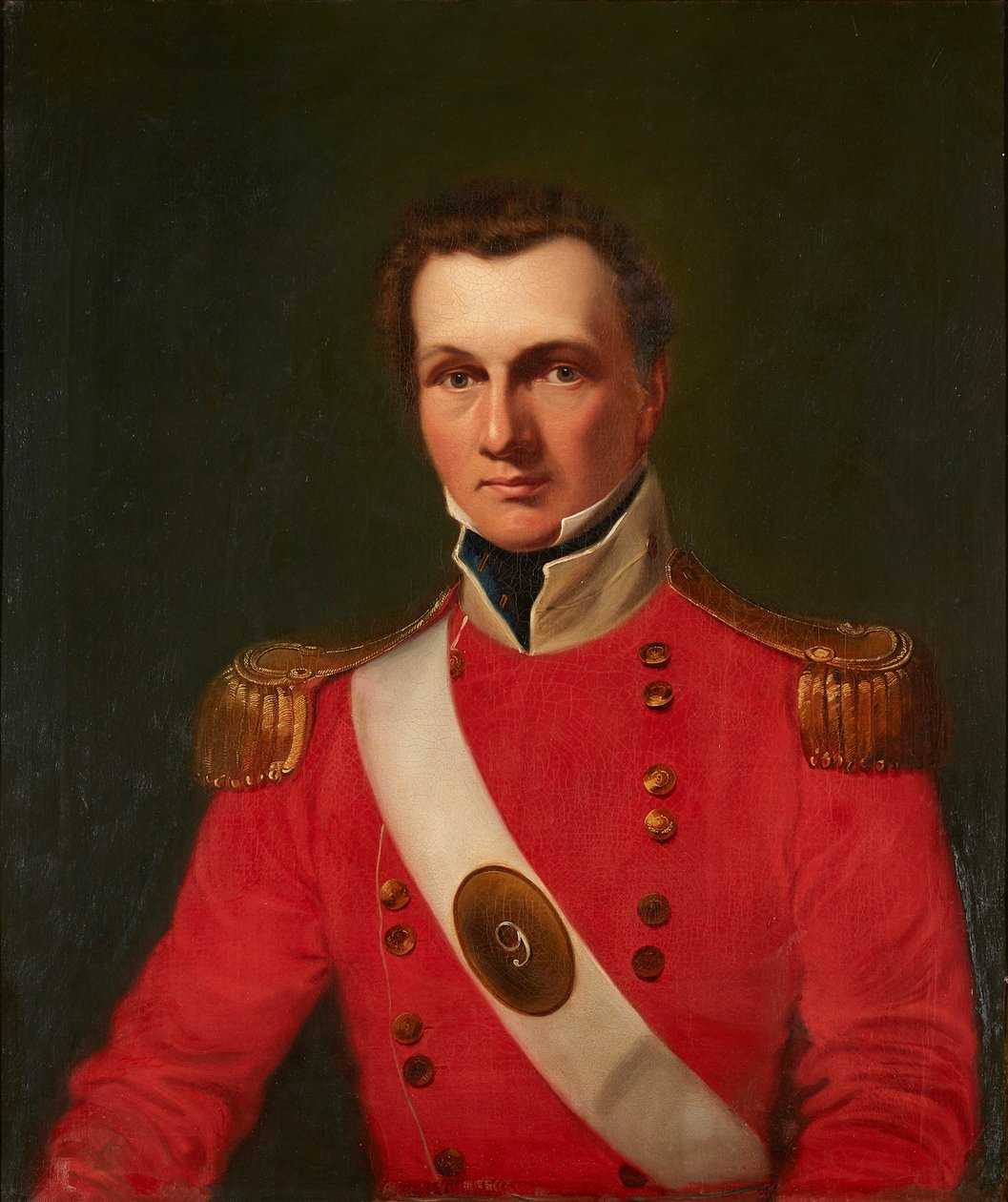 Portrait of a Gentleman in a Red Military Jacket (oil on canvas)