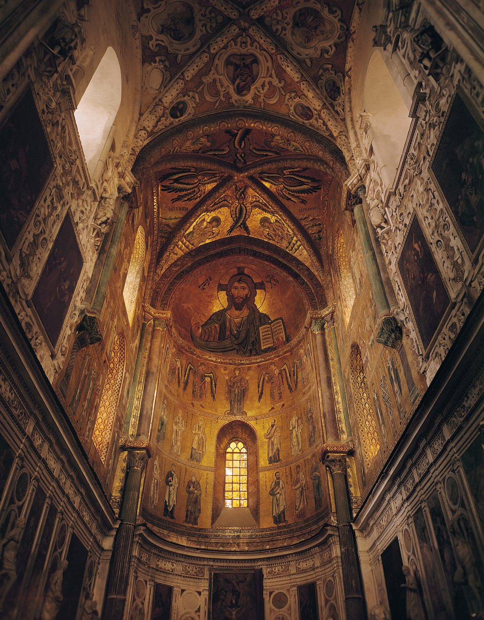 View of the apse with the Christ Pantocrator and the Virgin at Prayer ...