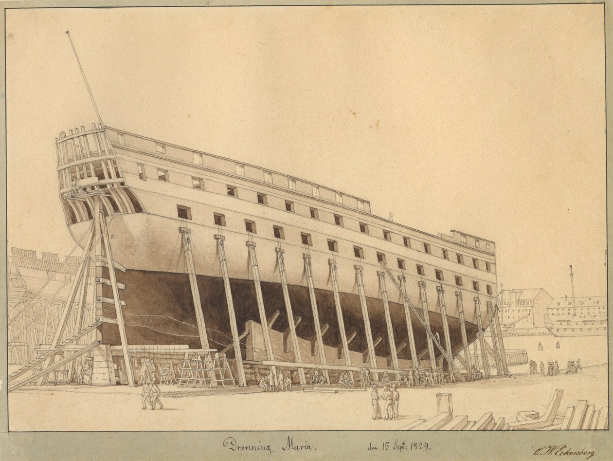 The Ship of the Line Queen Maria on the Stocks