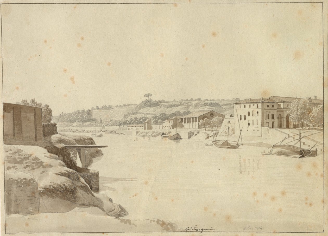 View Over the Tiber Towards Porto di Ripa Grande and Porta Portese Seen ...