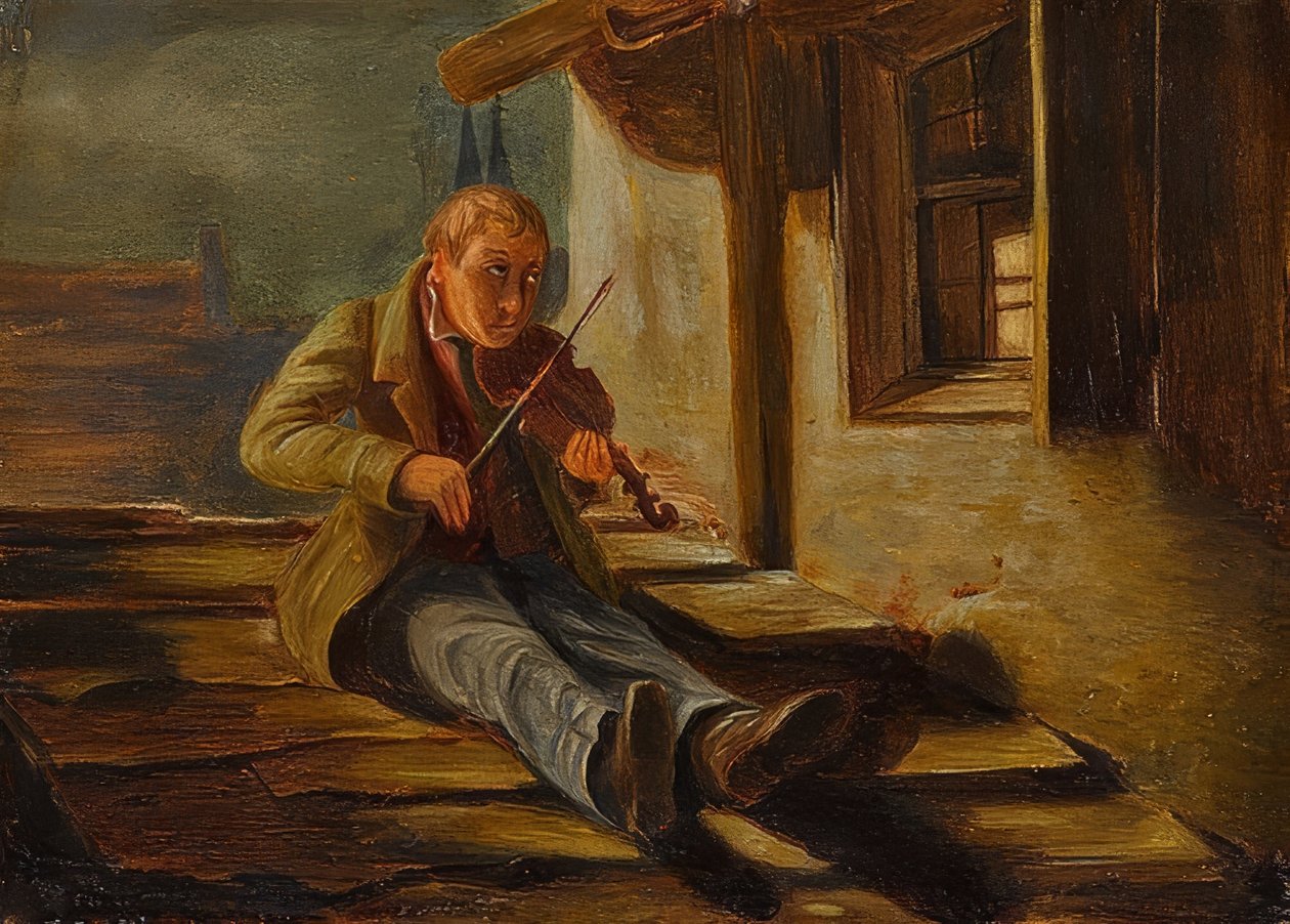 The Horned Rooftop Fiddler by Carl Spitzweg