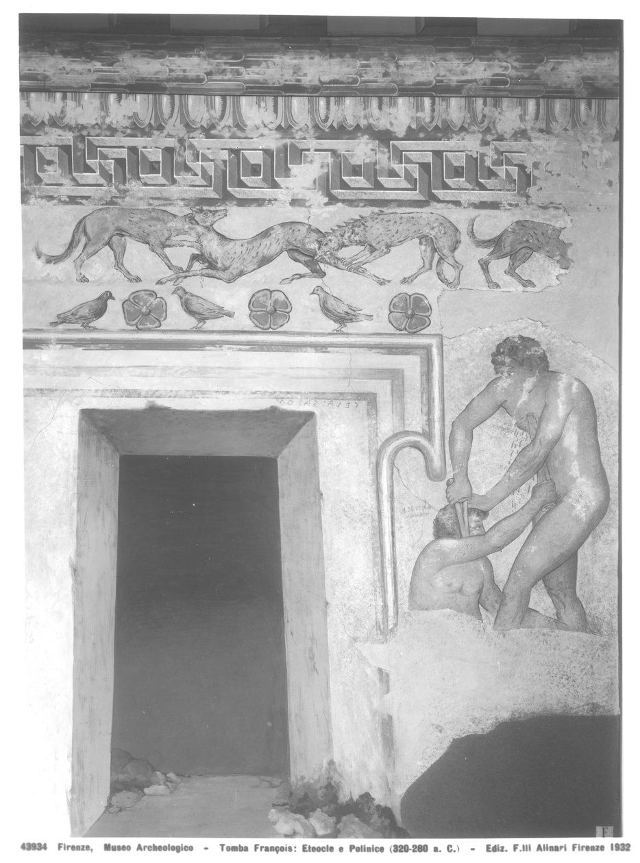 Marce Camitlnas and Cneve Tarchunies Rumach, reconstruction of the Etruscan wall painting in the ...