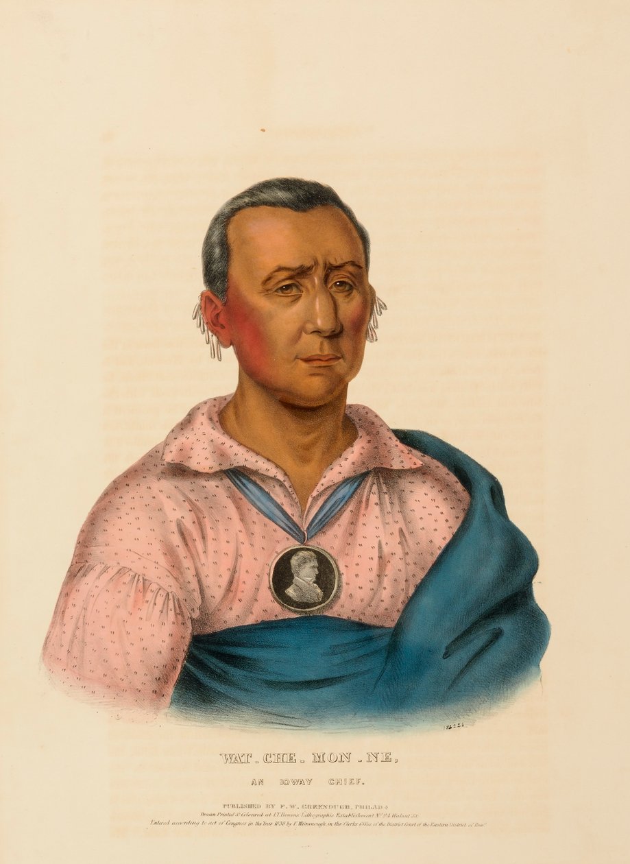 Wat-Che-Mon-Ne, an Ioway Chief, from History of the Indian Tribes of ...