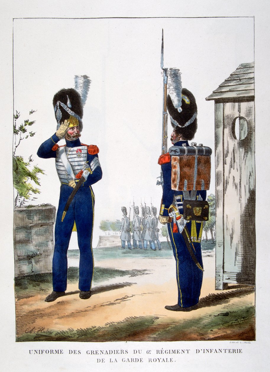 Uniforms of the Grenadiers of the French Royal Guard, 1823