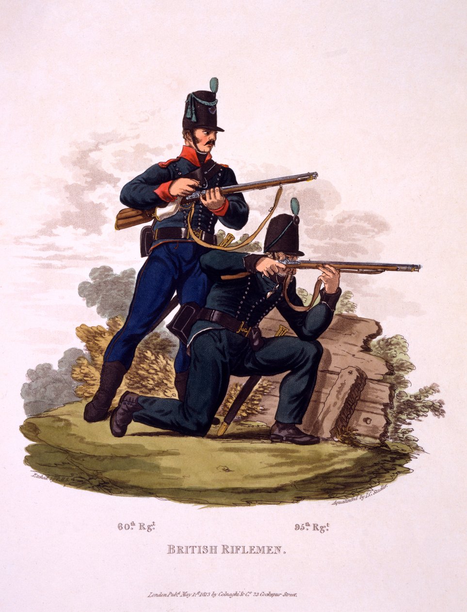 Uniform of British Riflemen (60th and 95th Regiments), from 'Costume of ...