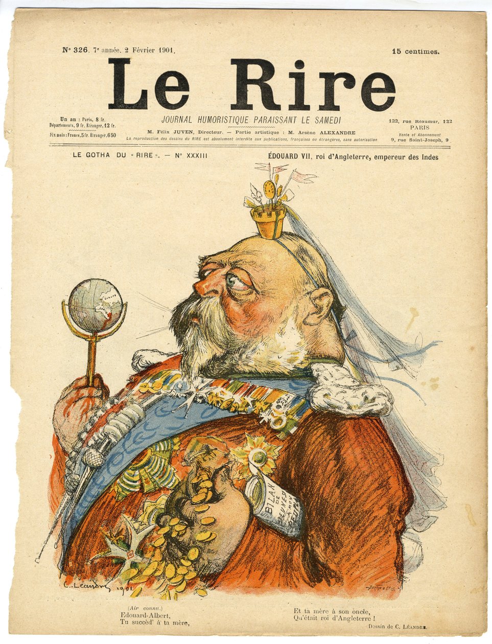 Illustration of Charles Leandre for the Cover of Le Rire