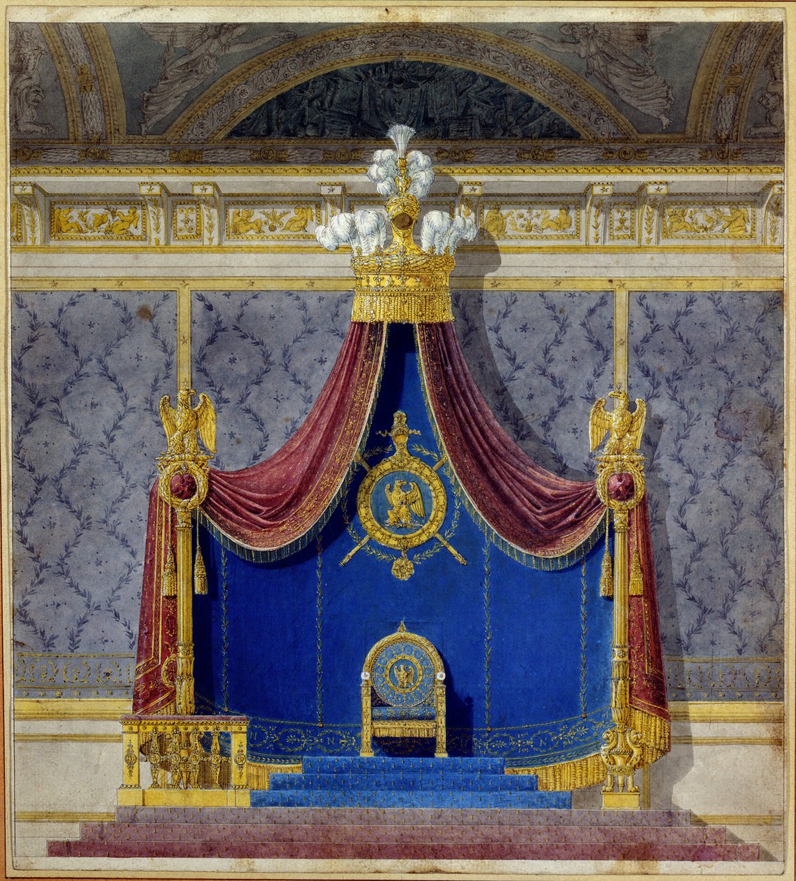 The throne of Napoleon I at the Palais des Tuileries created by Charles ...