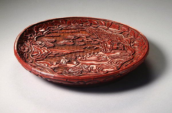 A Carved Cinnabar Dish, late Yuan to early Ming dynasty