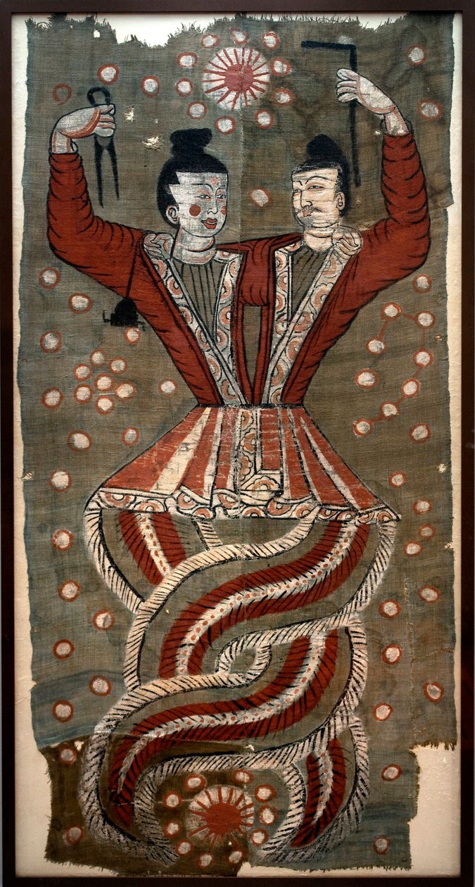 Chinese mythological figures Fuxi and Nuwa by Chinese School